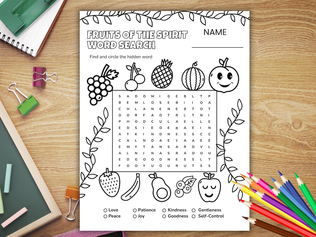 Fruits of the Spirit Word Search Game, Church Activity for Kids, Sunday ...