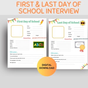 First and Last Day of School Printable, First Day of School Interview ...