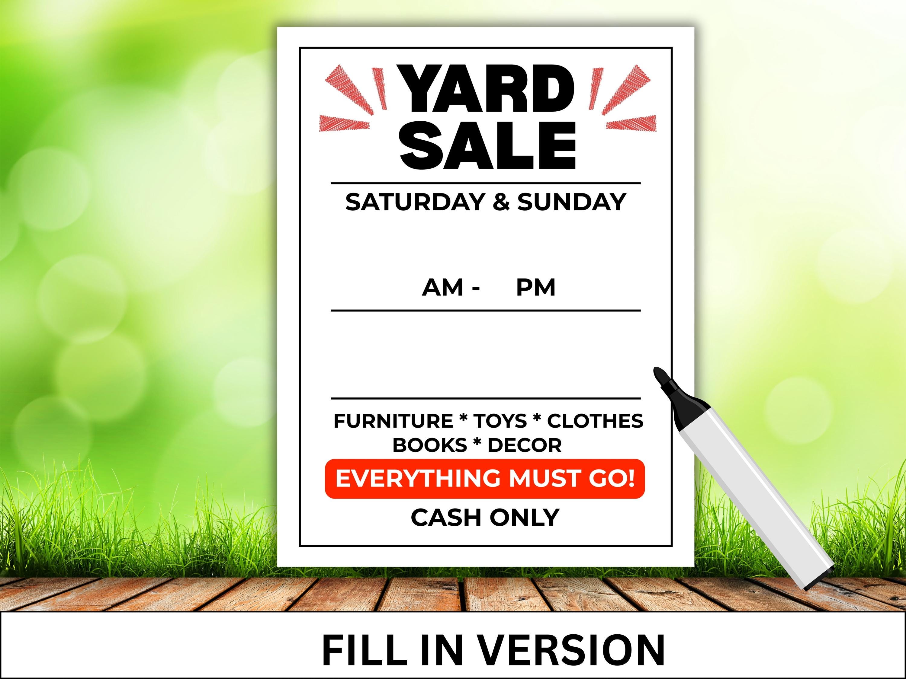 Editable Yard Sale Flyer Template, Neighborhood Sale Sign, Garage Sale ...