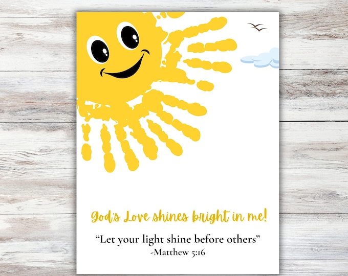 Christian Summer Handprint Art, Gods Love Summer Craft Printable, Bible ...