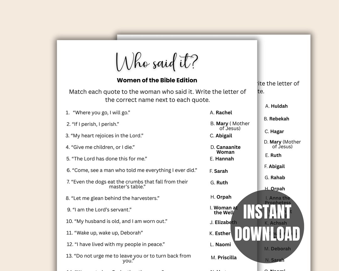 Who Said It Women of the Bible Game, Christian Retreat, Ladies Ministry ...