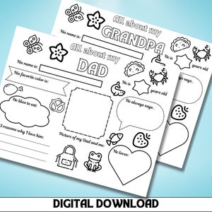 All About My Dad Worksheet, Father's Day Coloring Page, Fill in the ...