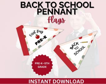 First Day of School Pennant Back to School Flag Printable - Etsy