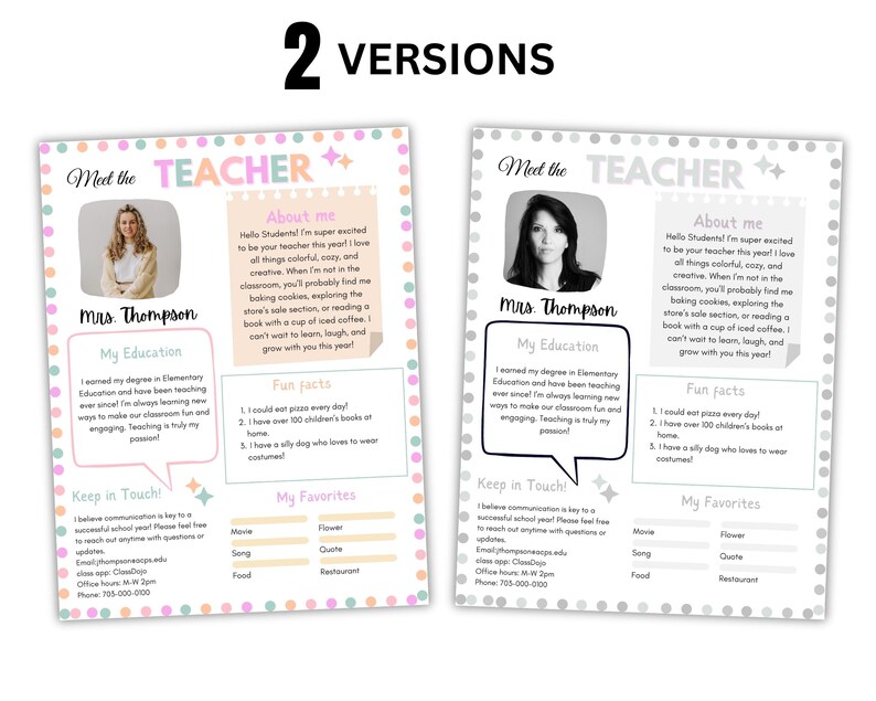 Editable Meet the Teacher Canva Template, Teacher Introduction, Bright ...