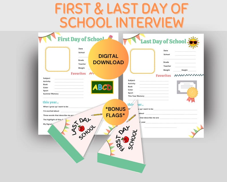 First and Last Day of School Printable, First Day of School Interview ...