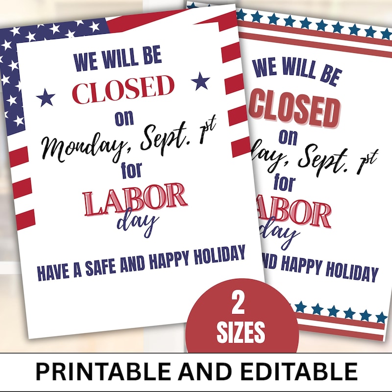 Closed for Labor Day Sign - Etsy