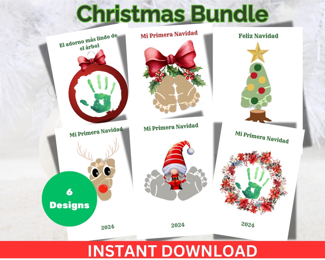Feliz Navidad Handprint Bundle, Spanish Christmas Bundle, Mi Primera ...