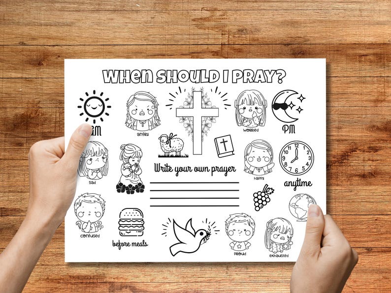 Sunday School Pray Lesson, Prayer Coloring Page, Kid Bible Study ...