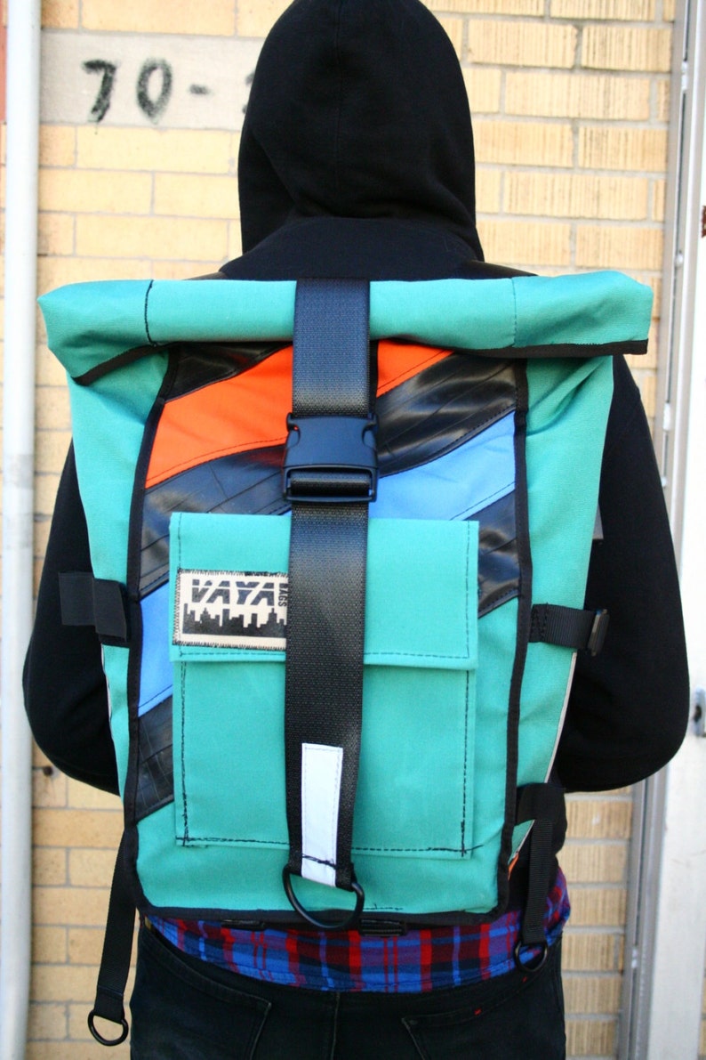 Aqua Orange Blossom - Pannier/backpack Hybrid With Recycled Bike Tubes ...