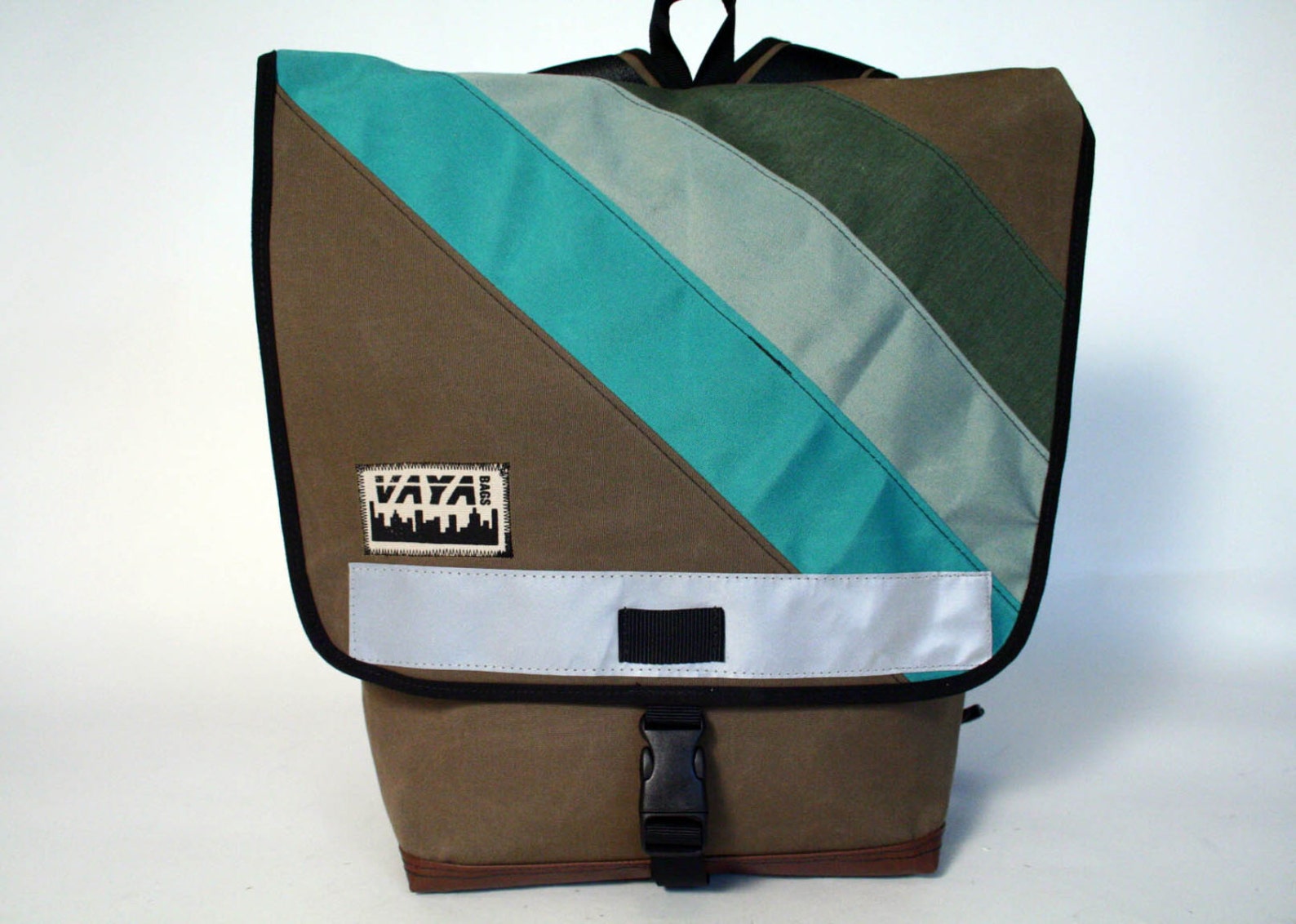 Long Cocoa Backpack With Stripes in Shades of Green - Etsy