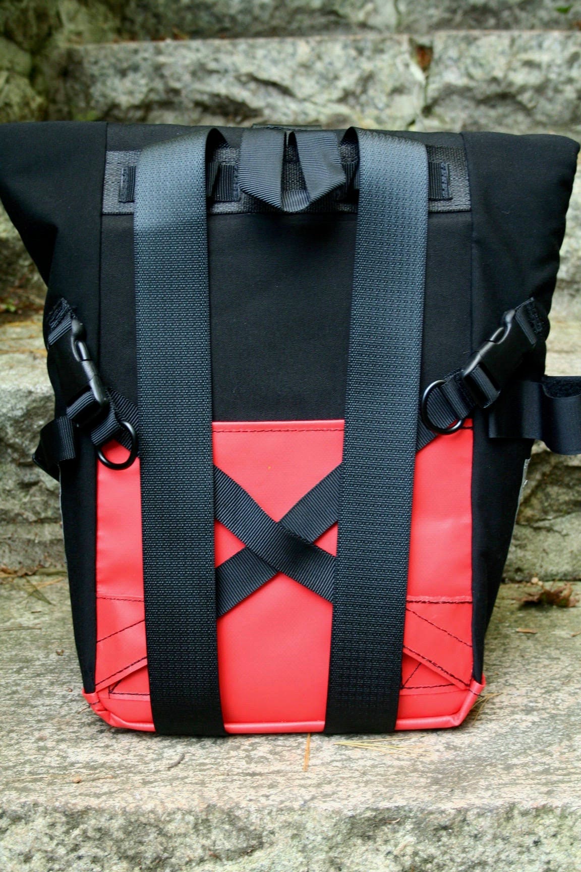 Black and Red Pannier Backpack - Etsy