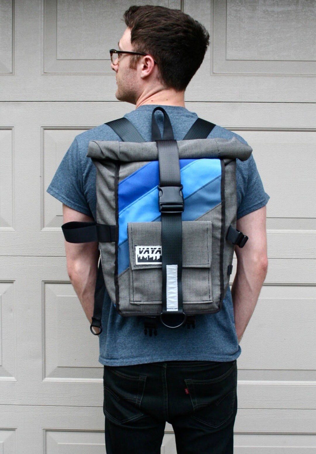 Grey and Blues Pannier Backpack - Etsy