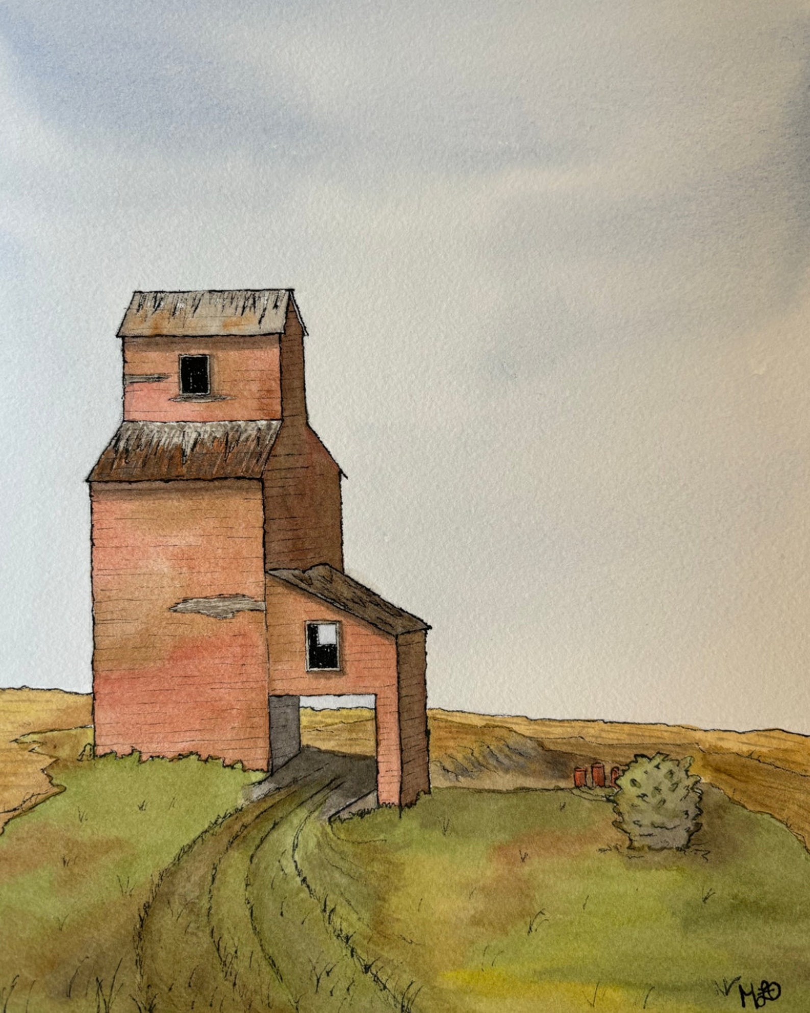 Grain Elevator Watercolor Painting - Etsy
