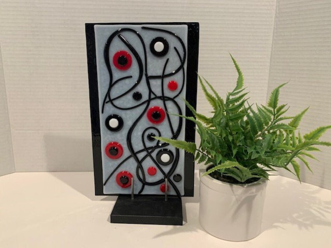 Circles and Swirls Fused Glass Art Sculpture - Etsy
