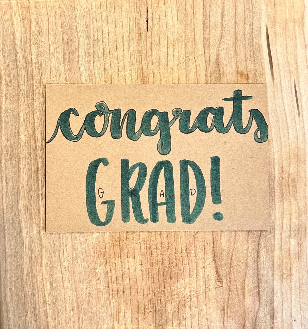 Single 4x6 Handmade Calligraphy “congrats Grad” Graduation Card - Etsy