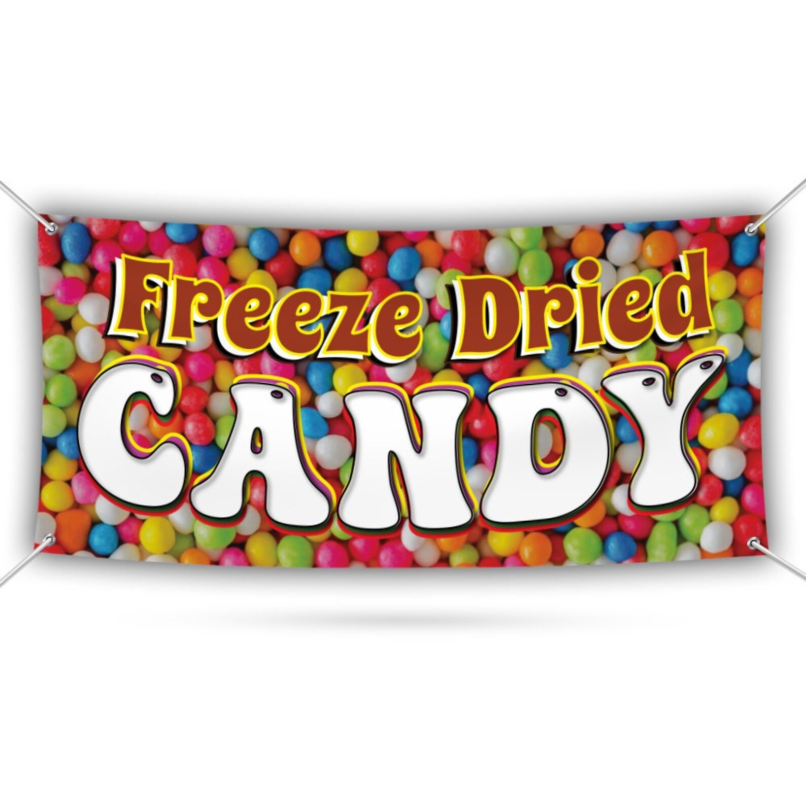Freeze Dried Candy Banner Sign 13 Oz Heavy Duty Waterproof Freeze Dried ...
