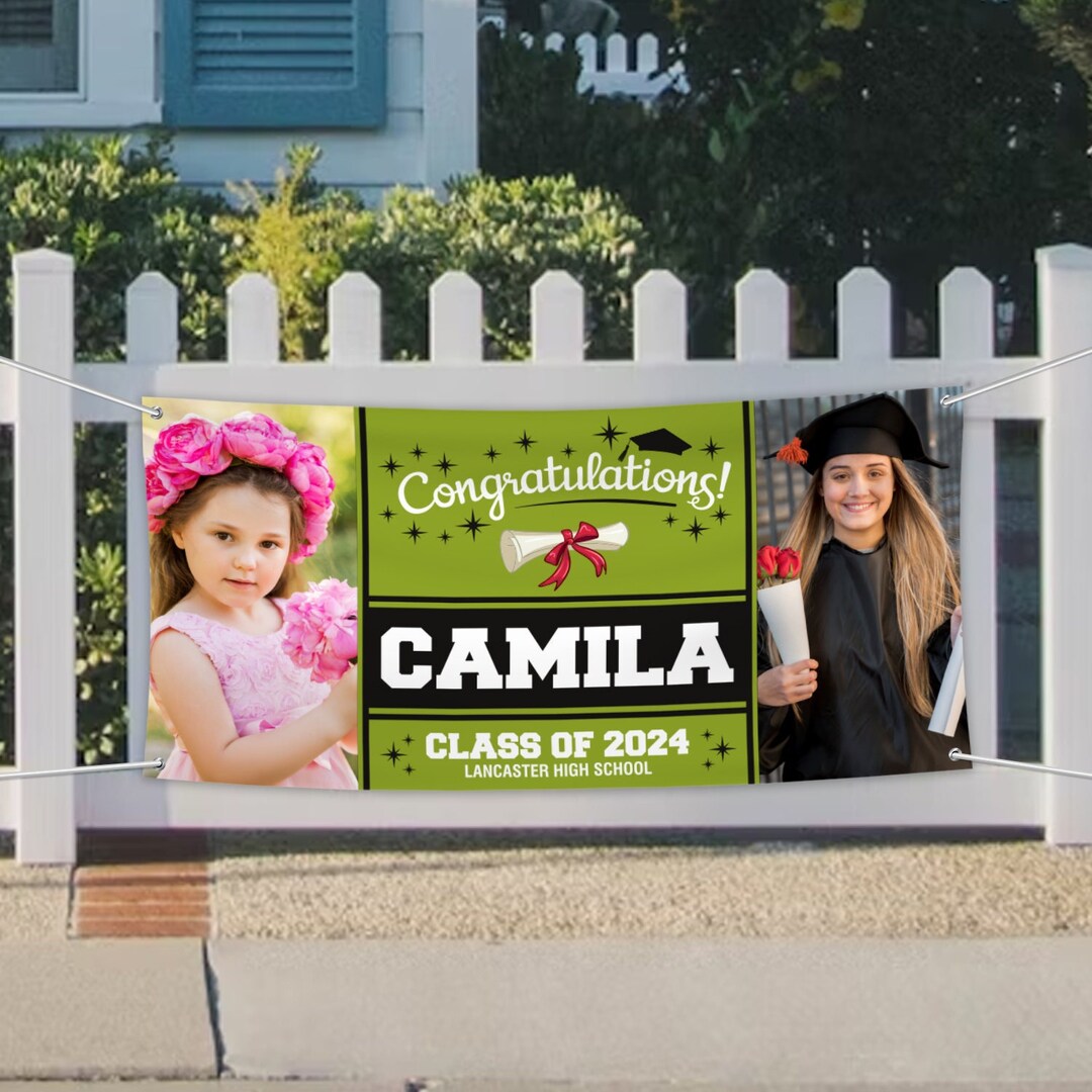 Personalized 2024 Graduation Banner Sign With Photo, Name & School ...