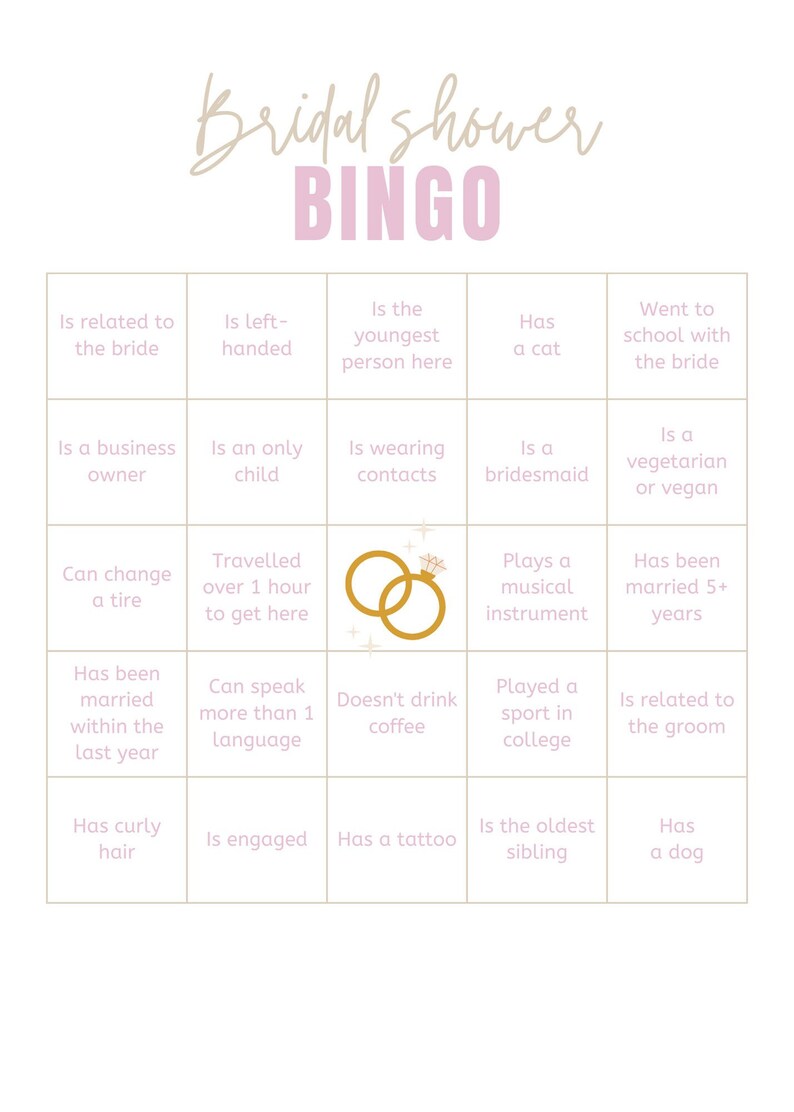 Bridal Shower Bingo Game Printable - Etsy