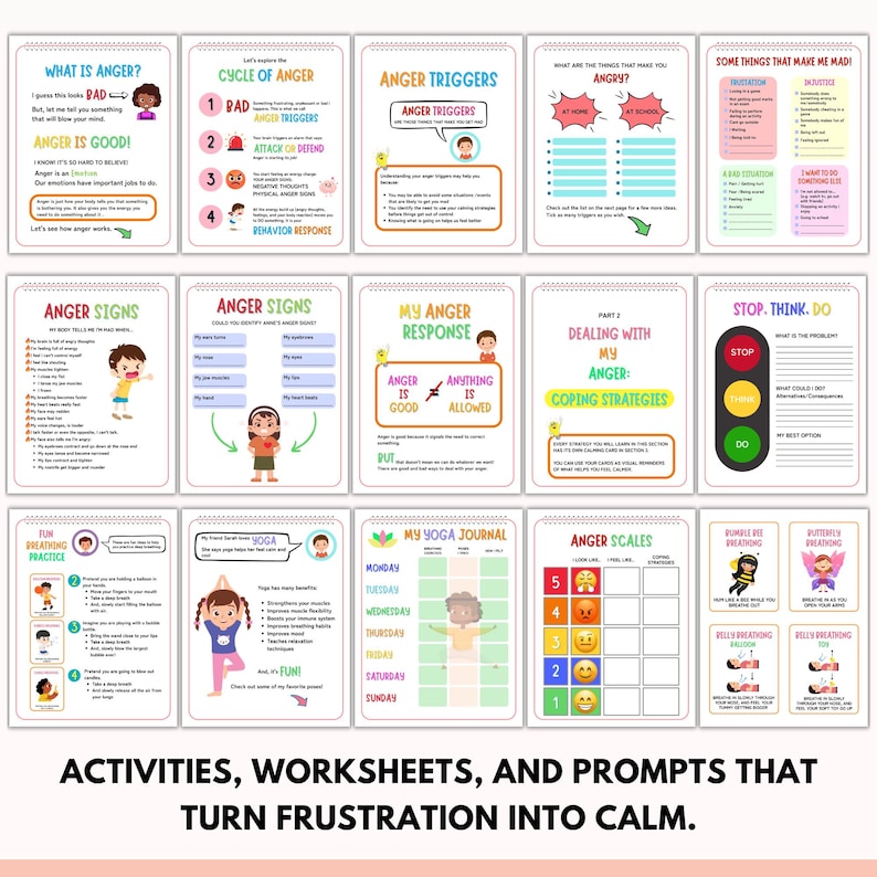 Anger Management Workbook for Kids, Calming Strategies Emotional ...