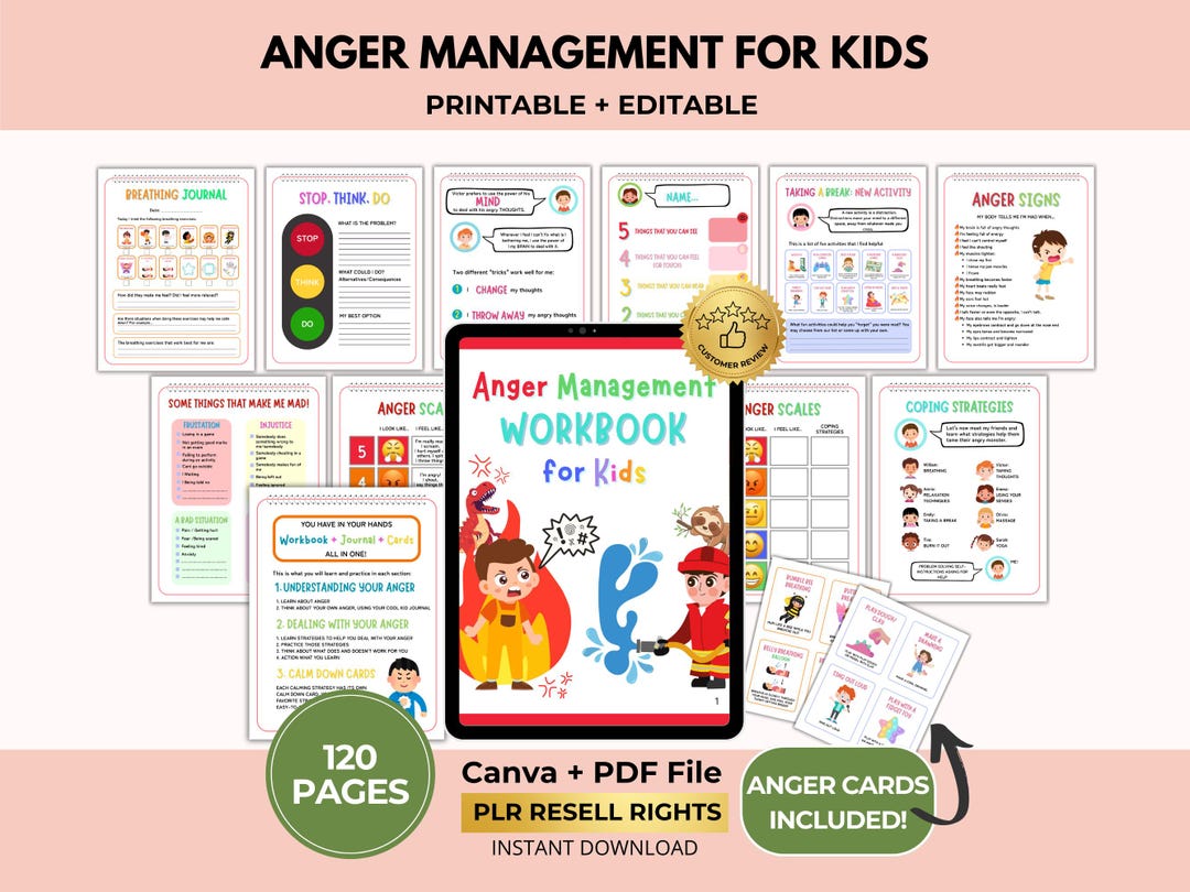 Anger Management Workbook for Kids, Calming Strategies Emotional ...