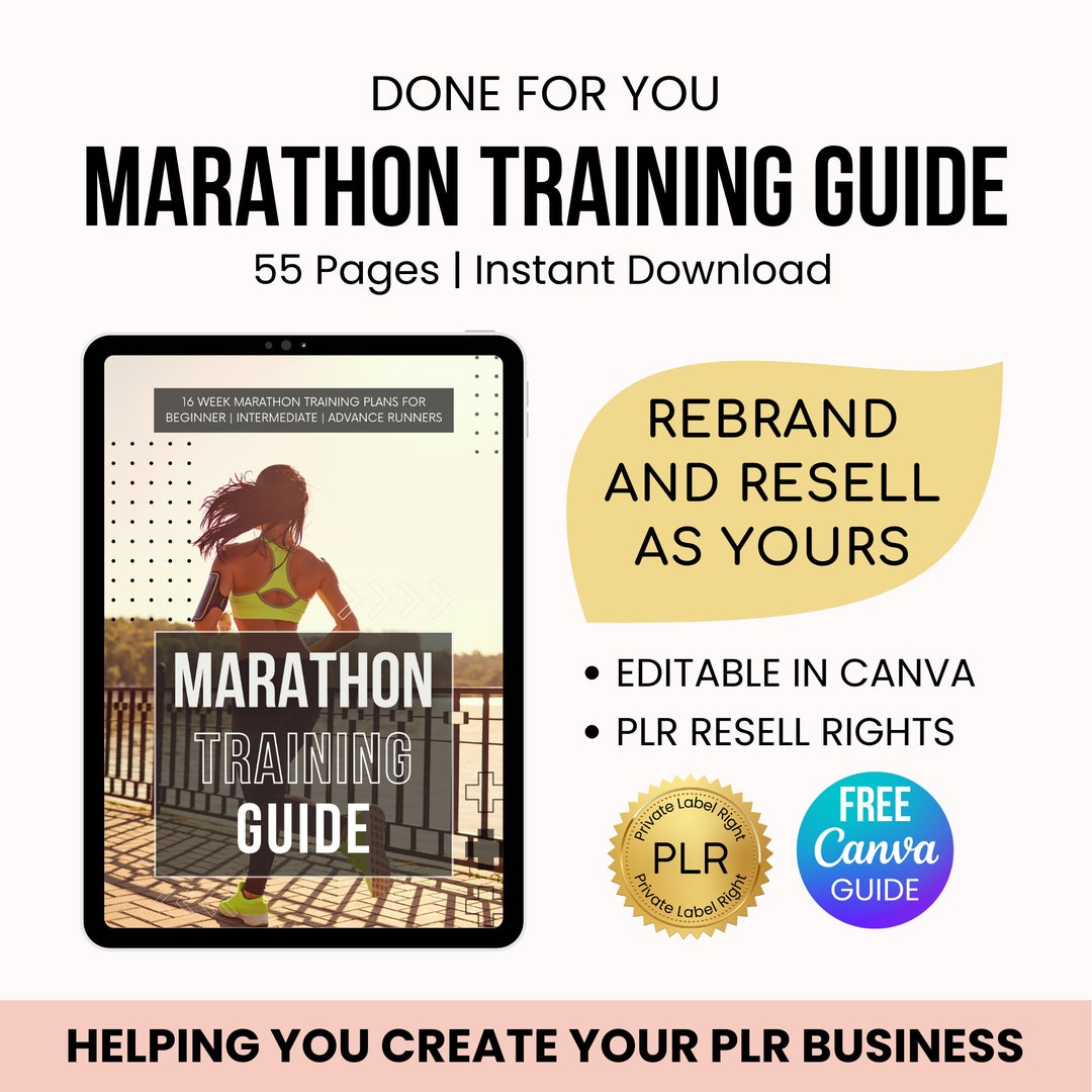 Marathon Training Plan and Journal, PLR Free Commercial Use, Running ...