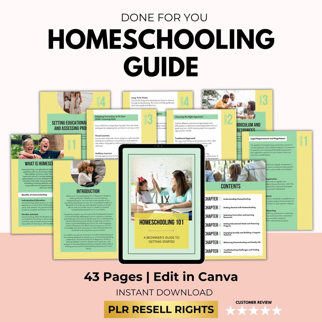 Homeschooling Guide With PLR Resell Rights, A Beginners Guide to Homeschooling, Homeschooling ...