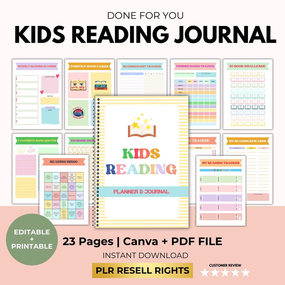 Kids Reading Planner and Journal With PLR Resell Rights, Kids Books ...