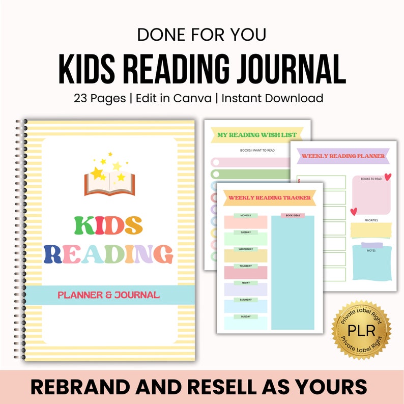 Kids Reading Planner and Journal With PLR Resell Rights, PLR Kids Book ...