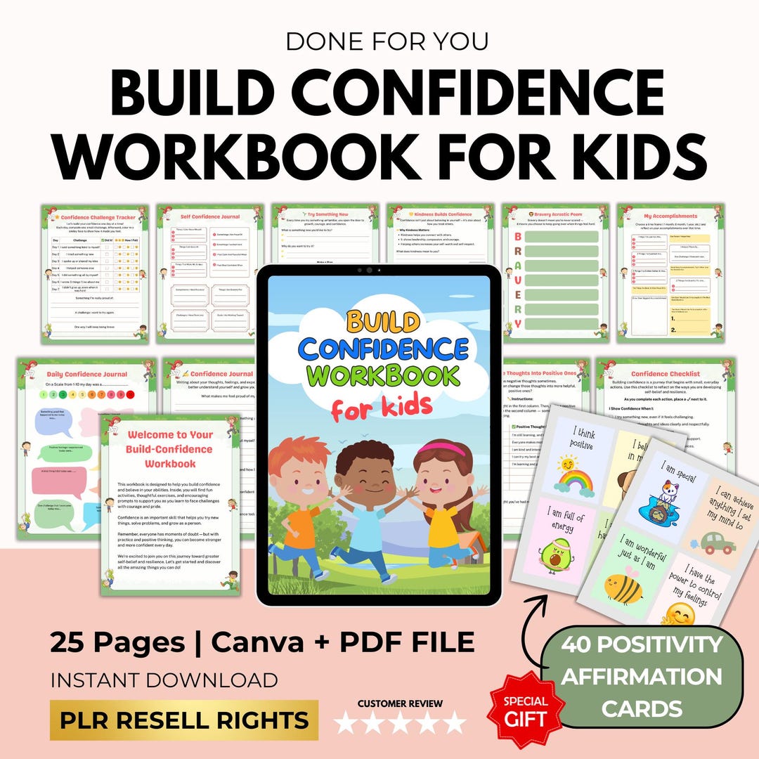 Self Esteem Worksheets for Kids With PLR Resell Rights, Build ...