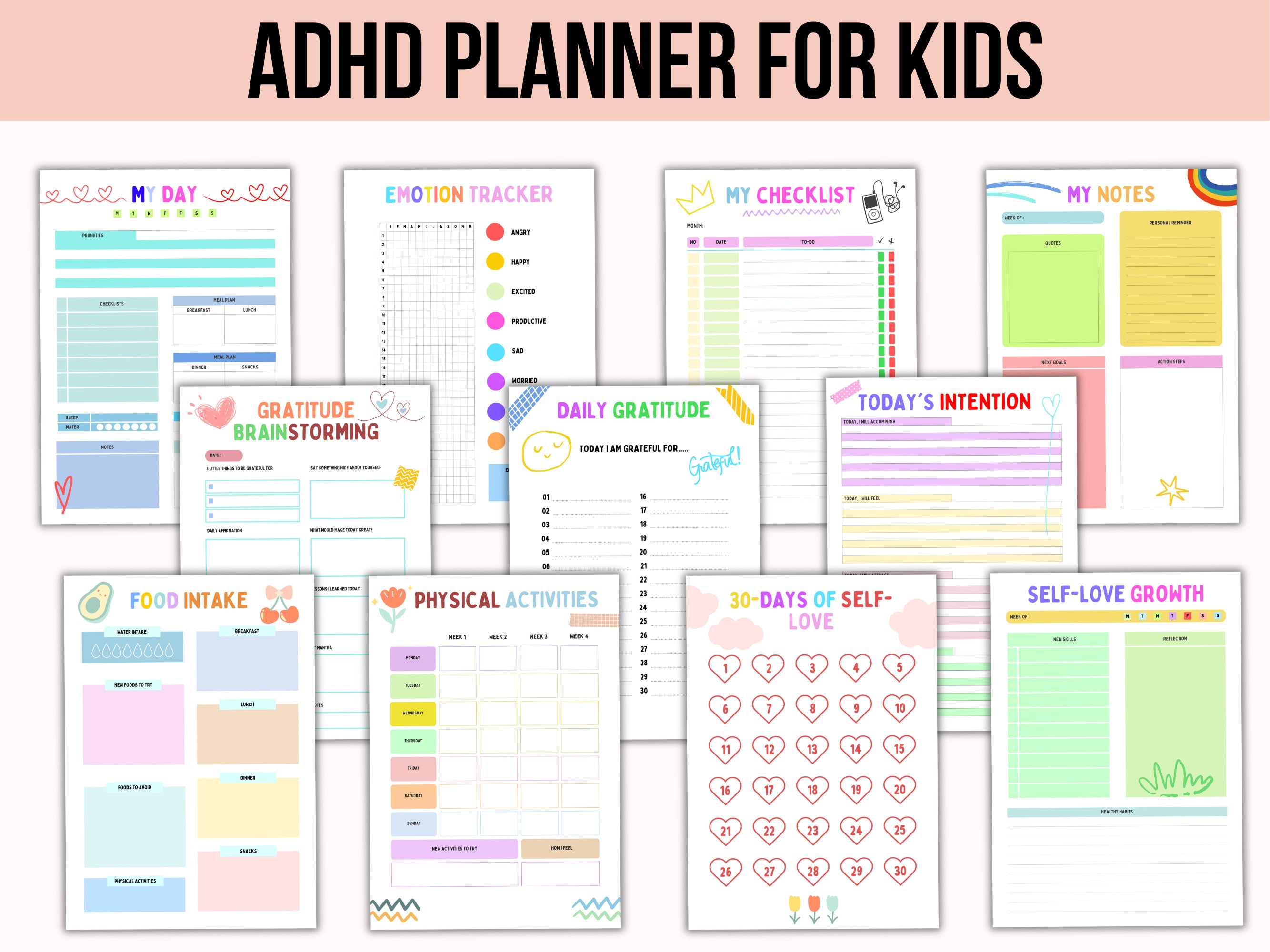 ADHD Planner for Kids With PLR Resell Rights, Kids Executive Function ...