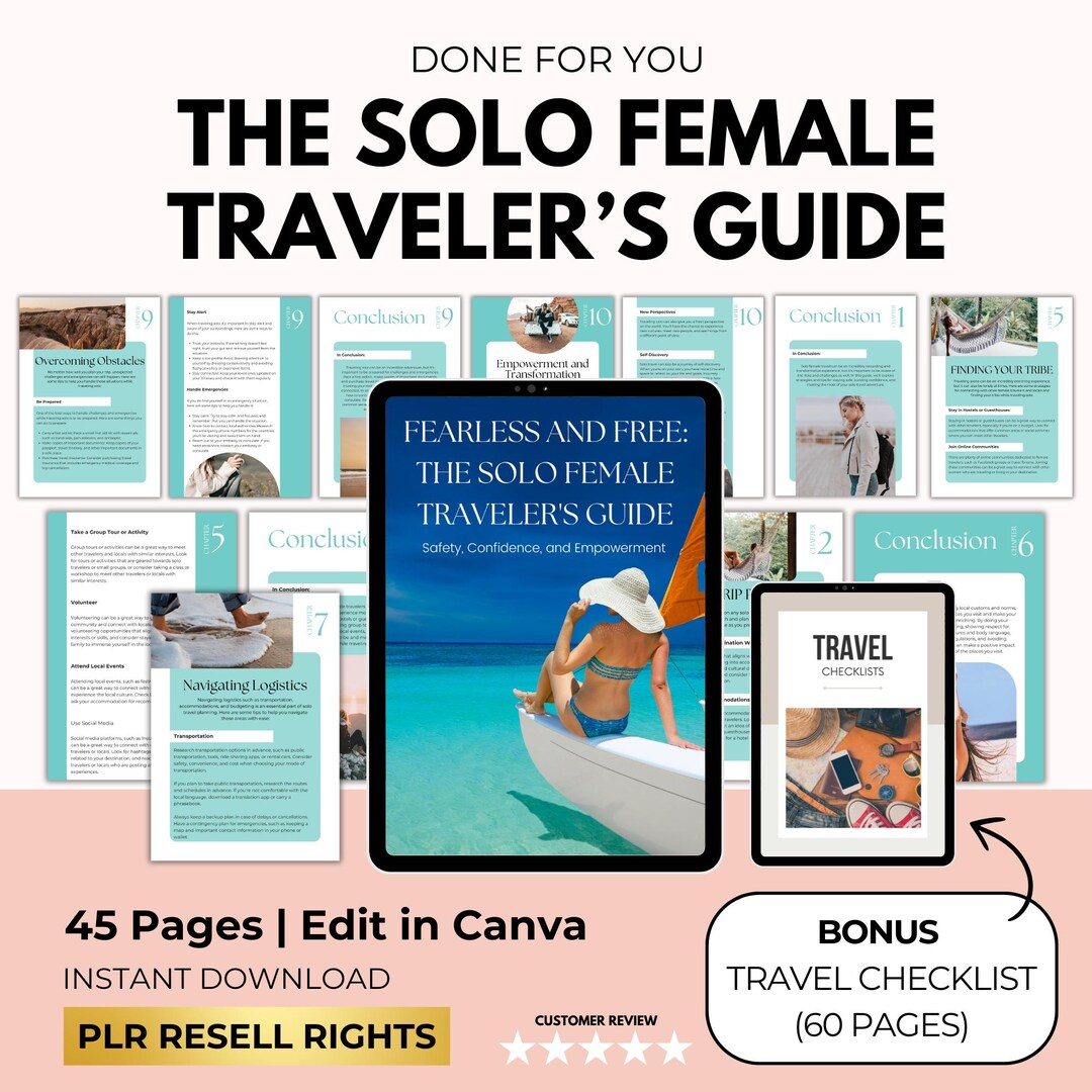 Solo Female Travel Ebook Guide With PLR/MRR Resell Rights, PLR Travel ...