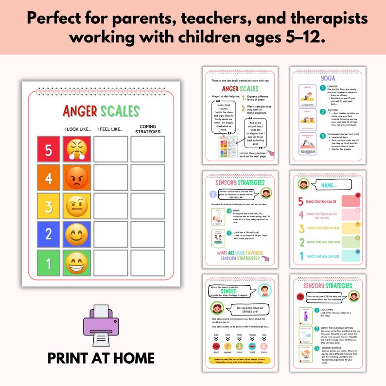Anger Management Workbook for Kids, Calming Strategies Emotional ...