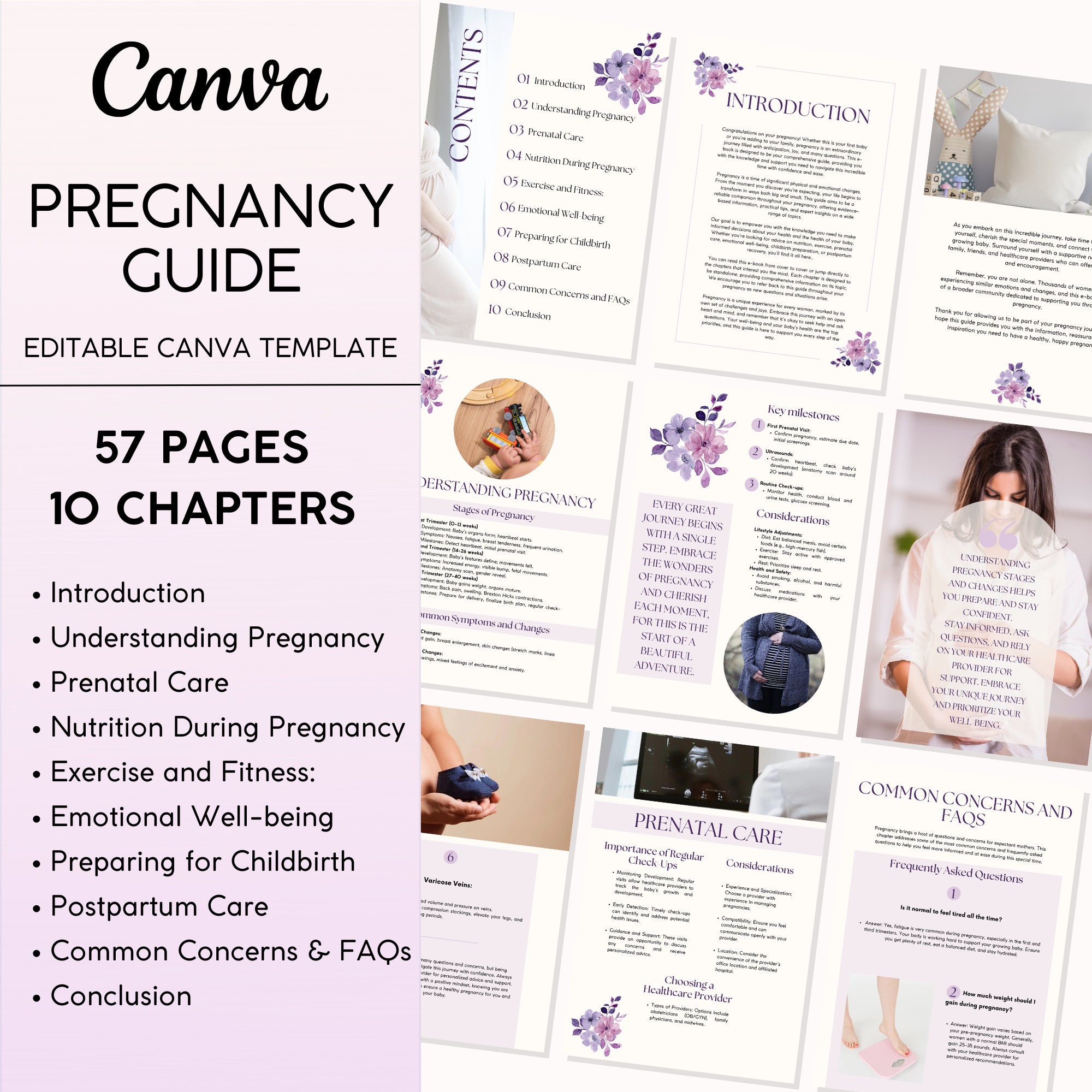 Pregnancy Guide Ebook, New Born Care Guidebook, Maternity Book, Canva ...