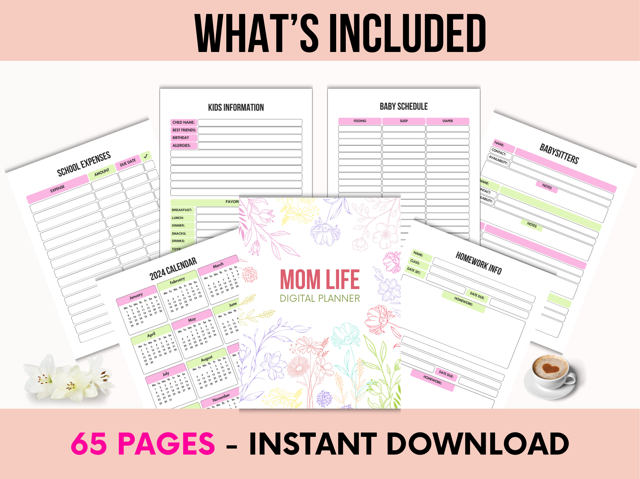 Mom Life Digital Planner With PLR Resell Rights, Busy Mom Planner ...