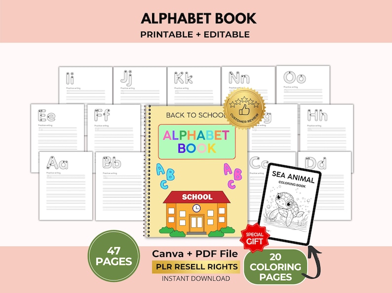 Alphabet Book for Kids Printable, Letters Worksheet, Preschool ...
