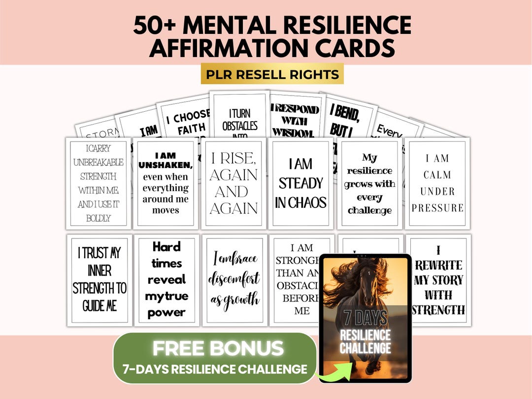 52 Resilience Affirmation Cards Printable, Mental Strength, Self Growth ...