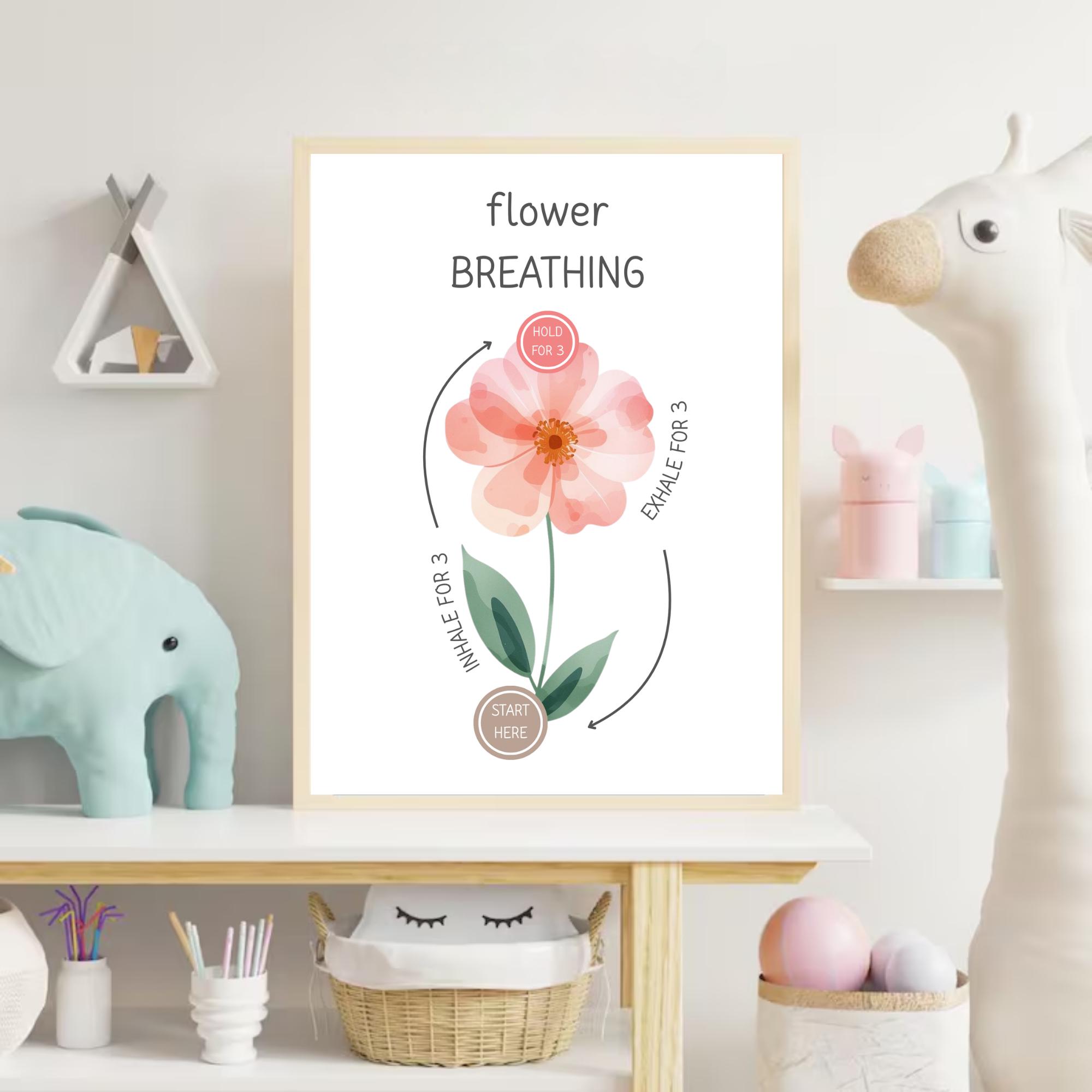 Mindfulness Breathing Flashcards for Kids, Emotional Regulation, Canva ...