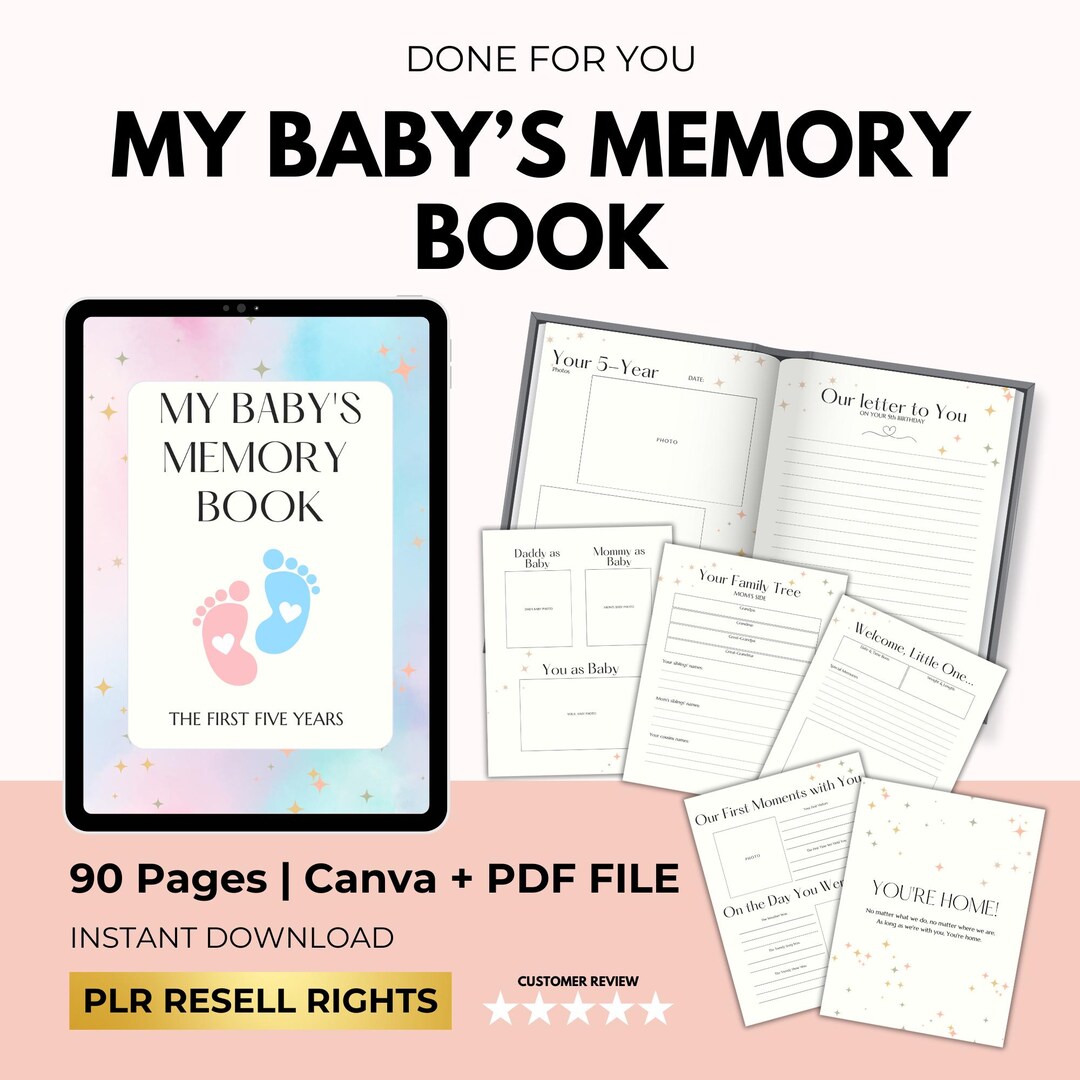 Baby Memory Book With PLR Resell Rights, Baby Book Printable, Kids ...