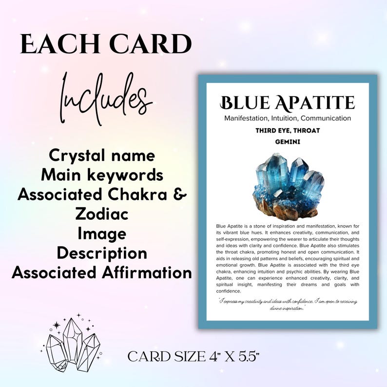 65 Crystal and Gemstone Meaning Information Cards With PLR Resell ...