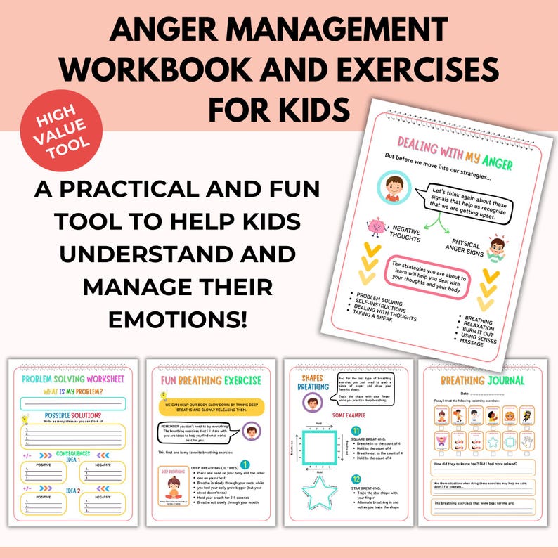 Anger Management Workbook for Kids, Calming Strategies Emotional ...