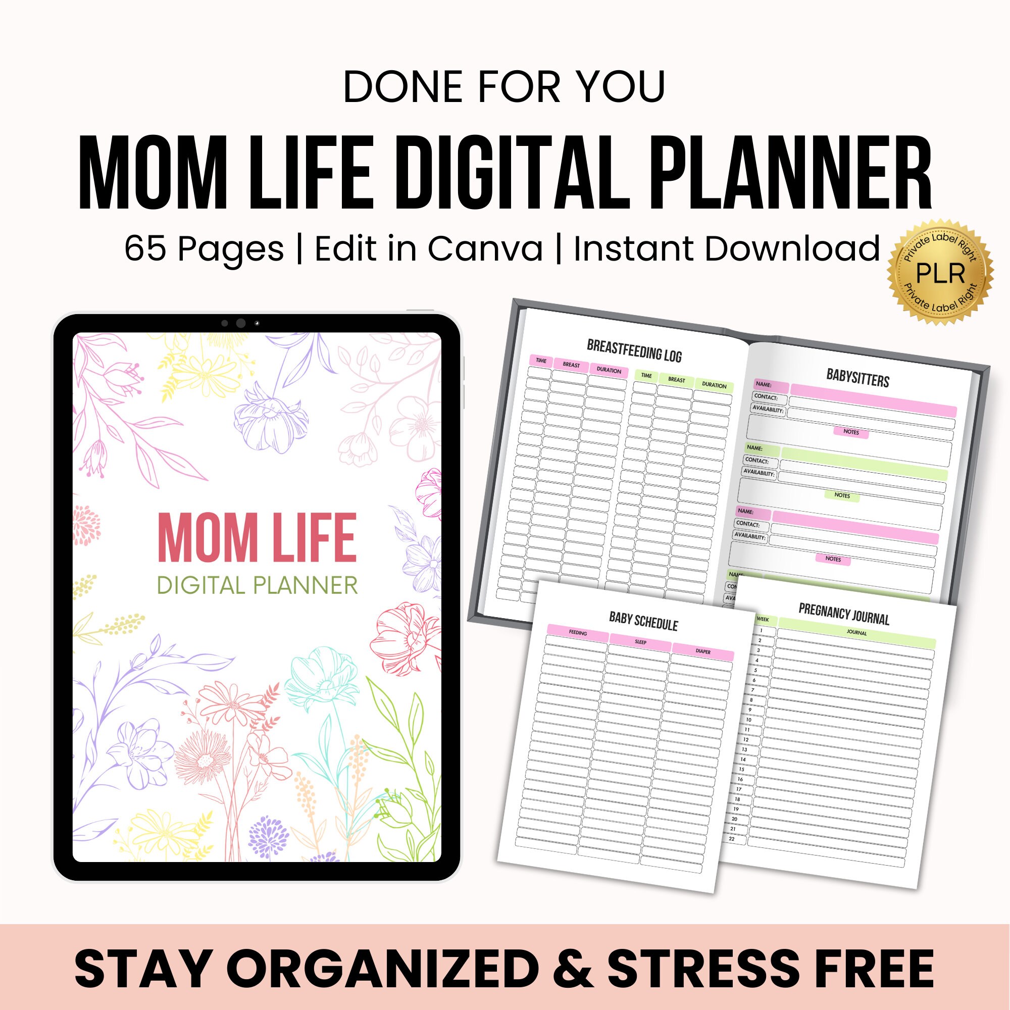 Mom Life Digital Planner With PLR Resell Rights, Busy Mom Planner, Digital Planner 2024 ...