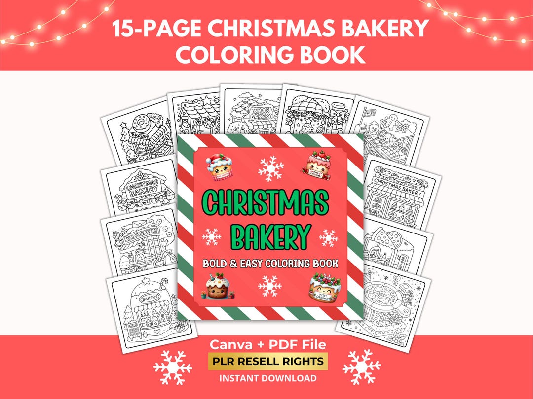 Christmas Bakery Coloring Book, Kids Coloring Pages, Kawaii Shop ...