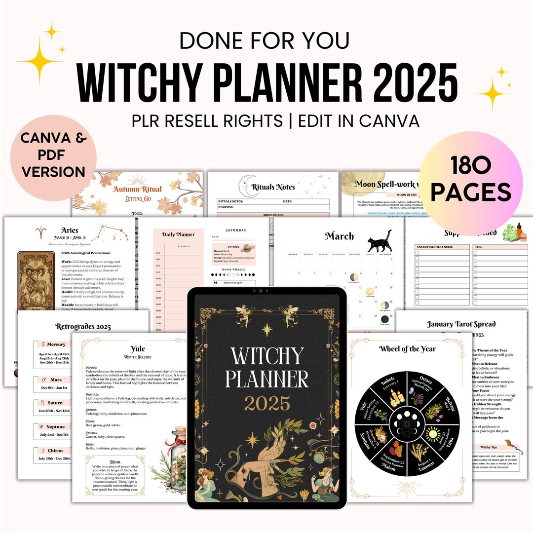 2025 Witchy Planner With PLR Resell Right, Astrology Planner, Moon ...