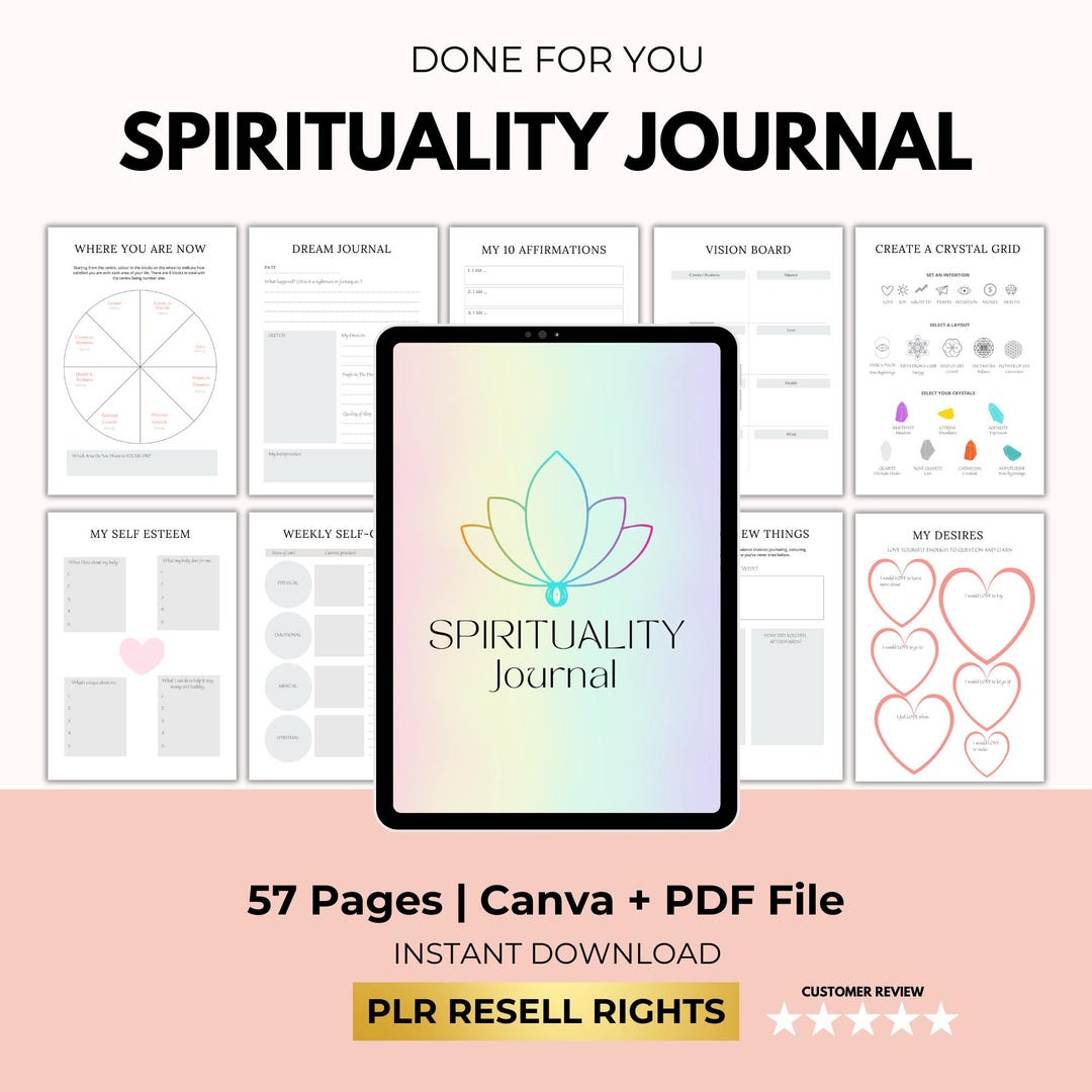 Spirituality Journal and Planner With PLR Resell Rights, Gratitude ...