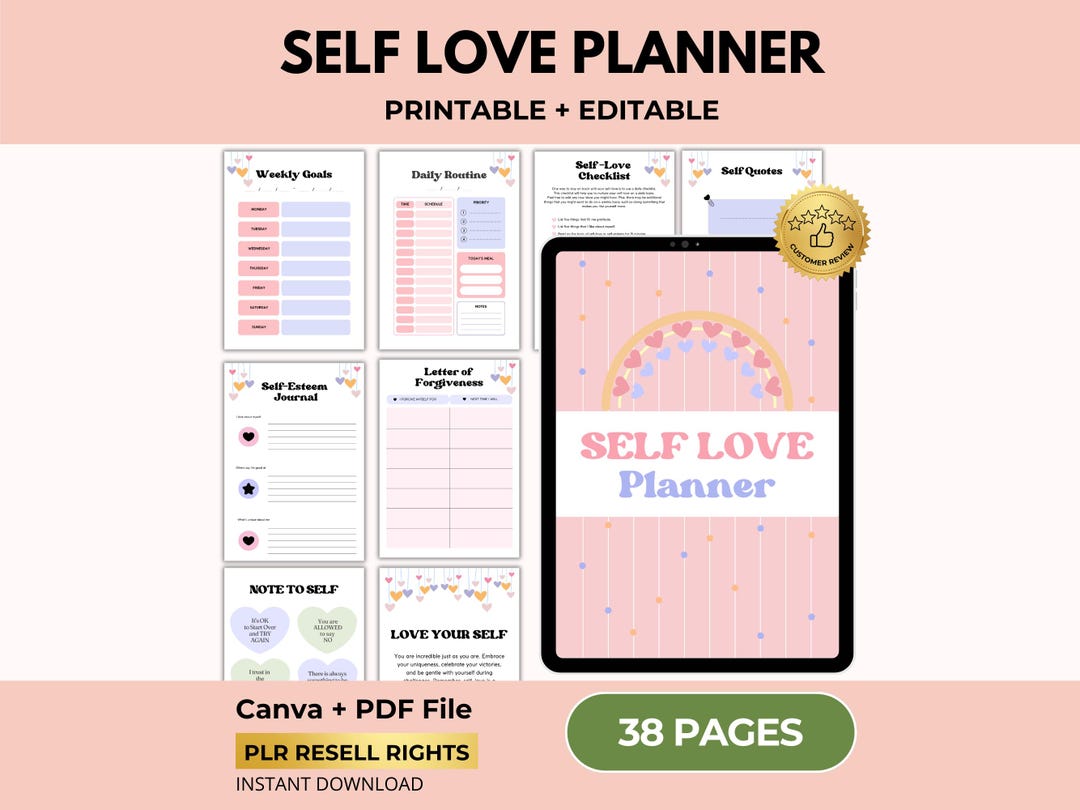 Self Love Planner and Journal, Daily Routine, Self-esteem Journal ...