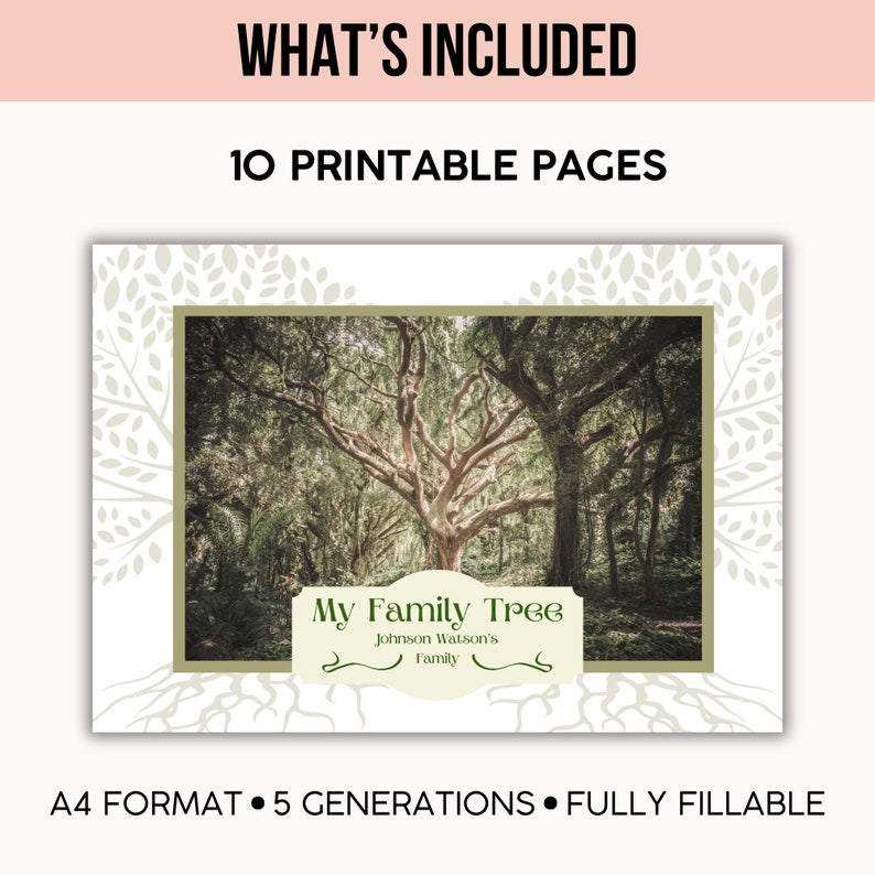 Family Tree Chart Template 5 Generation With PLR Resell Rights ...
