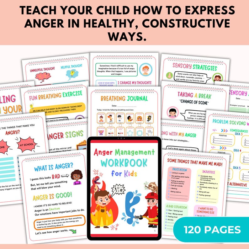 Anger Management Workbook for Kids, Calming Strategies Emotional ...