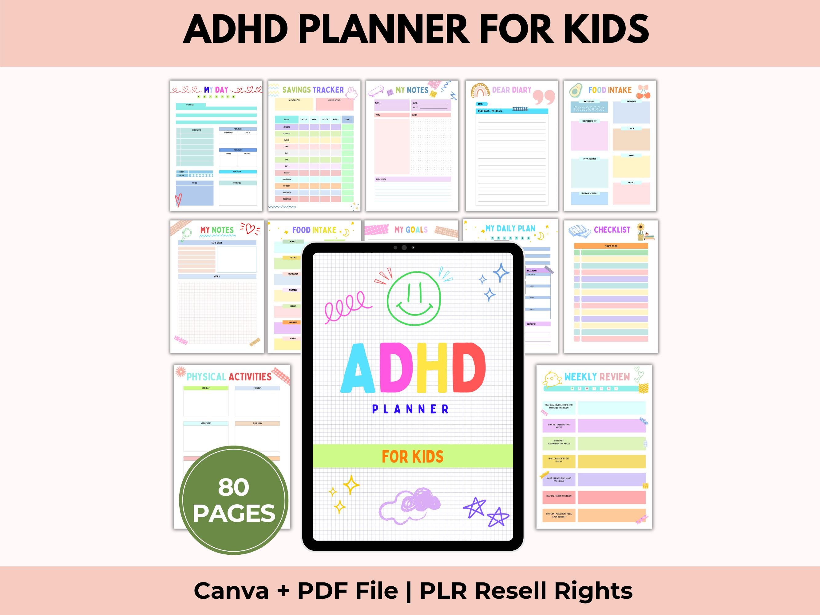 ADHD Planner for Kids, Kids Executive Function, Behavior Chart, Routine ...