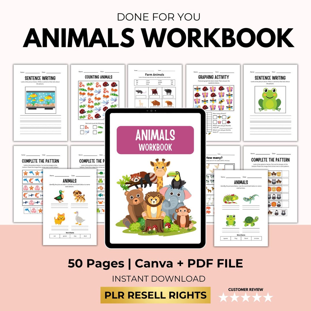 Animal Worksheet for Kids, Educational Activities & Workbook for ...