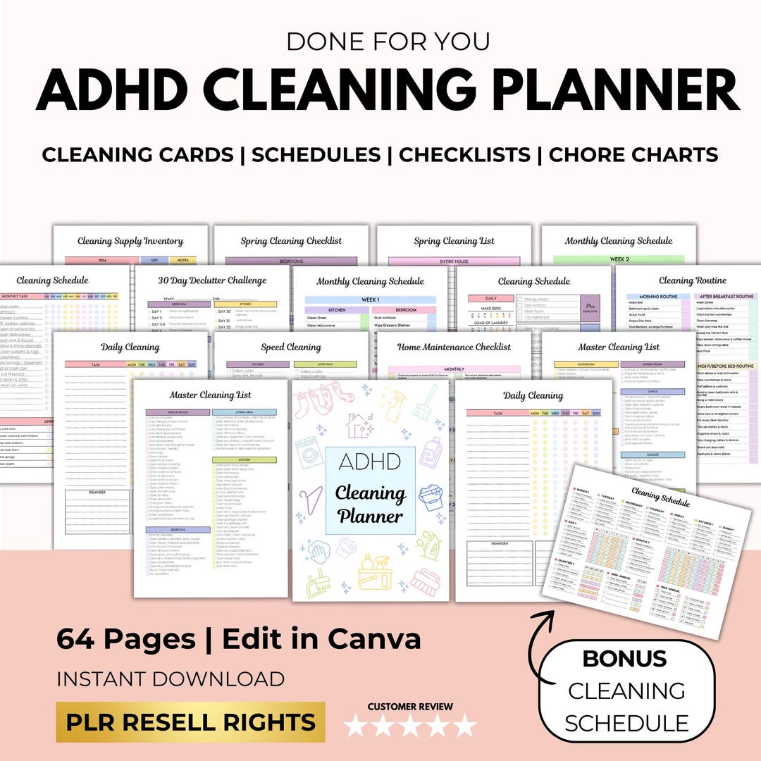 Adhd Cleaning Planner Bundle, Adhd Cleaning Schedule, Adhd Cleaning ...